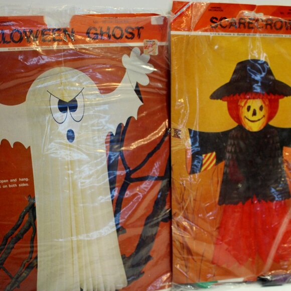 Denmark | Holiday | Vintage Halloween Decor Ghost And Scarecrow ...